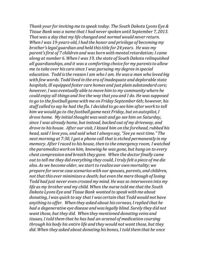 SD Donation Bank Speech | DOCX