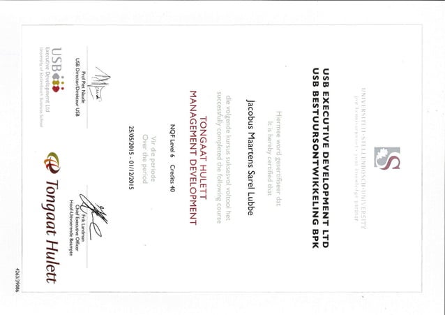 JMS Lubbe - MDP certificate | PDF