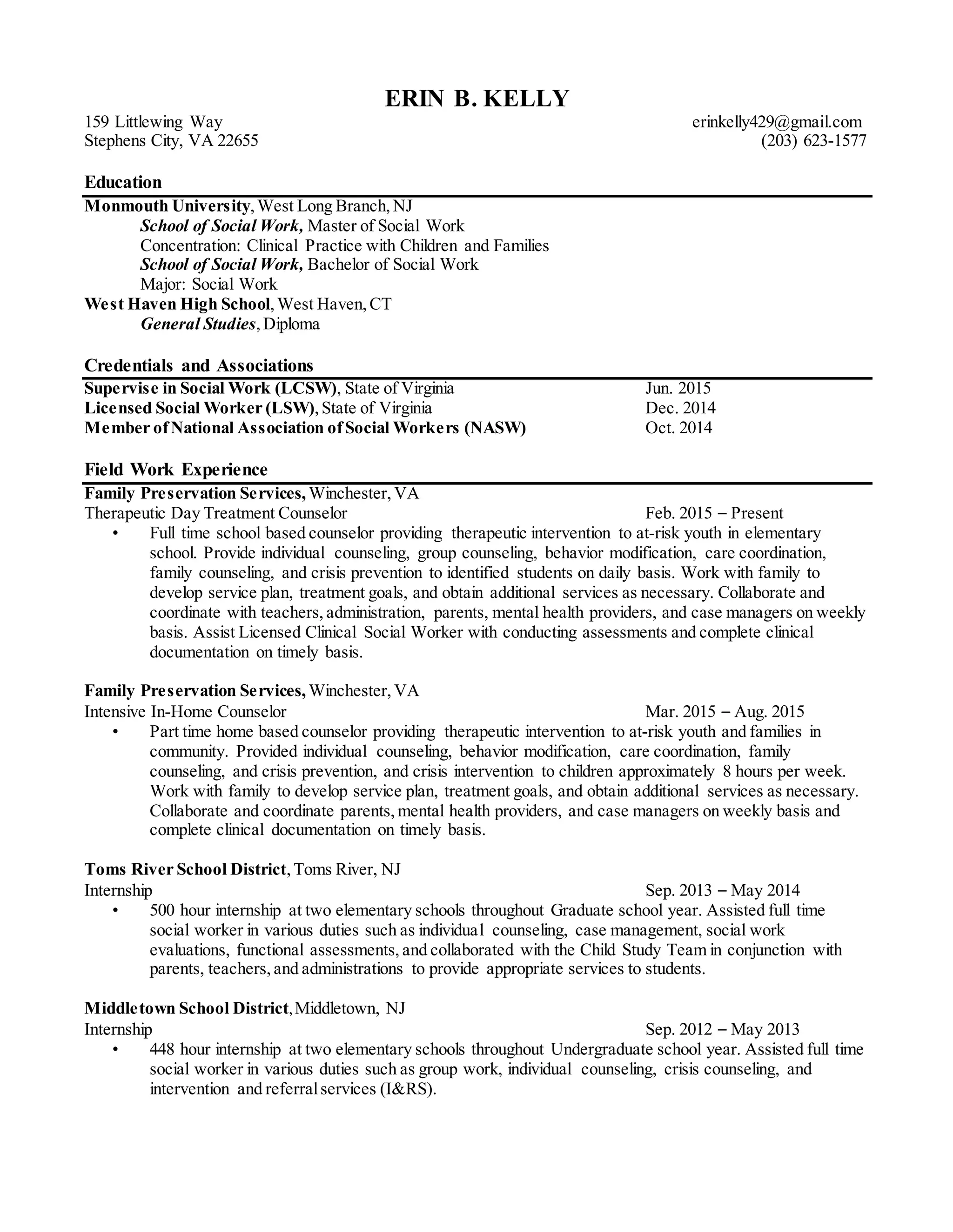 Erin B Kelly Resume | DOCX