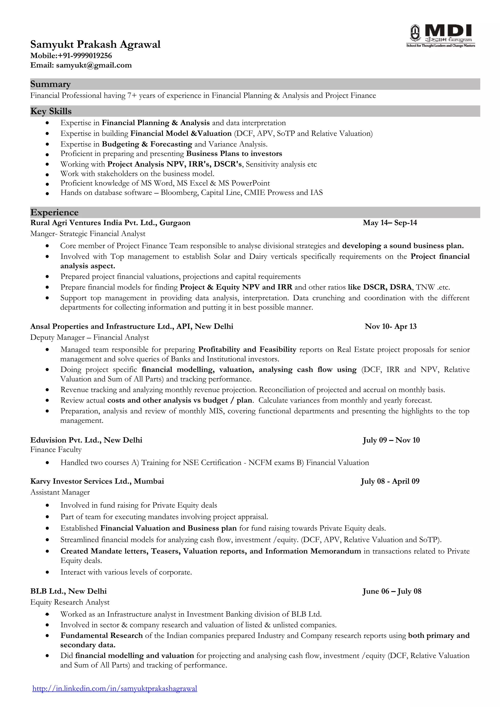 Resume-Samyukt Prakash Agrawal | PDF