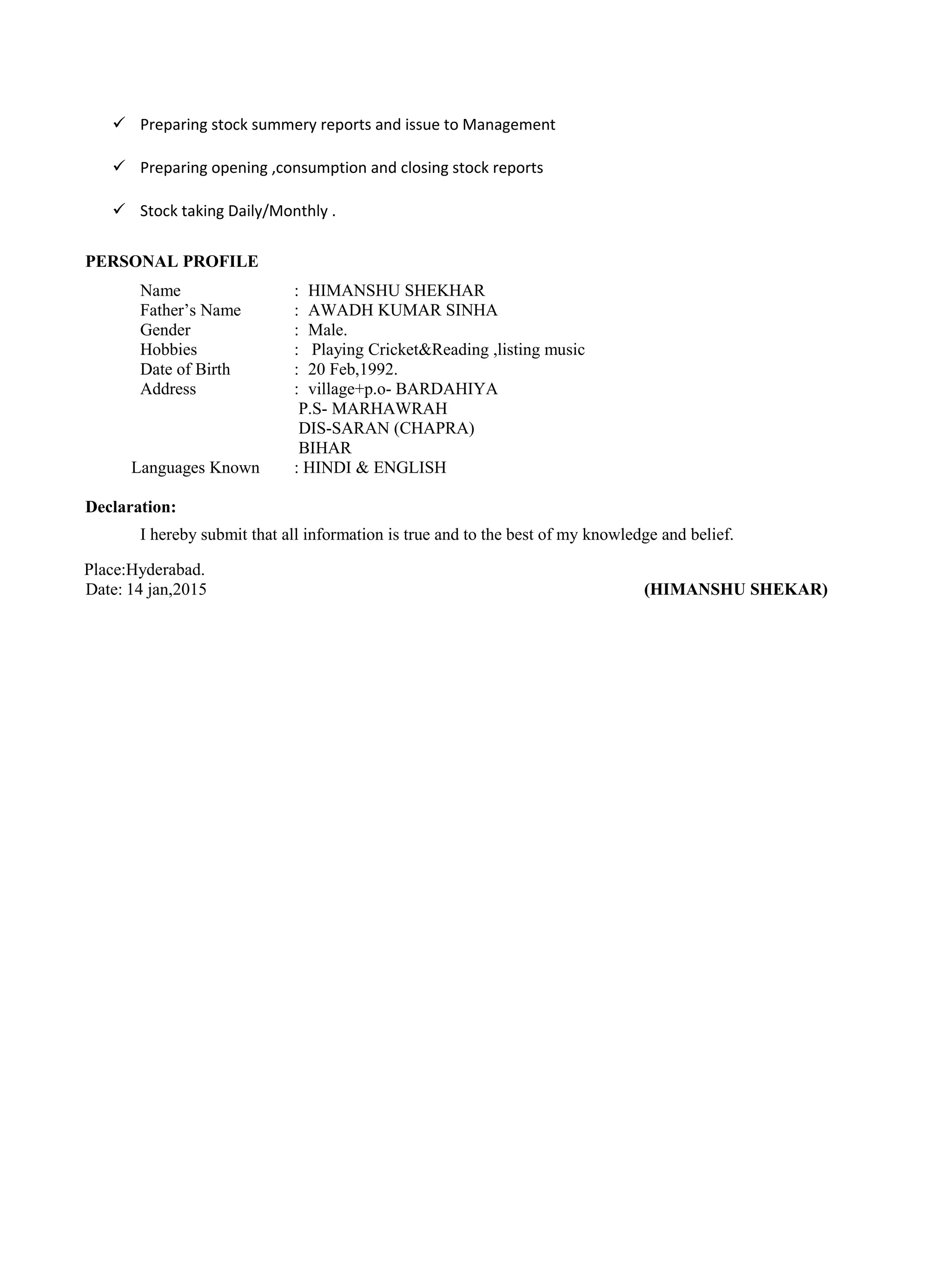 HIMANSU resume | DOC