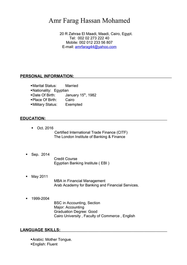 Amr Farag CV | PDF