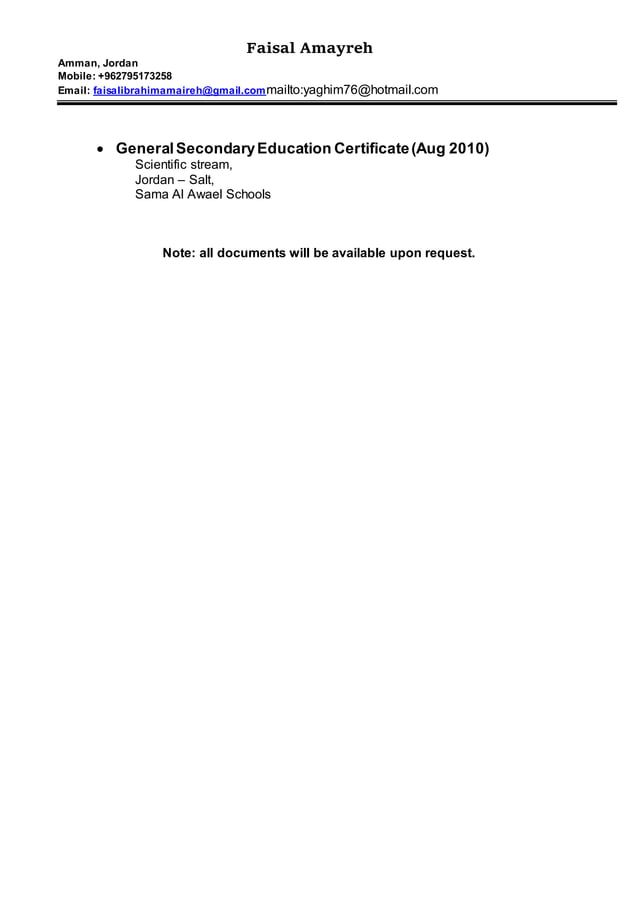 faisal amaireh (cv) new 1 | DOCX