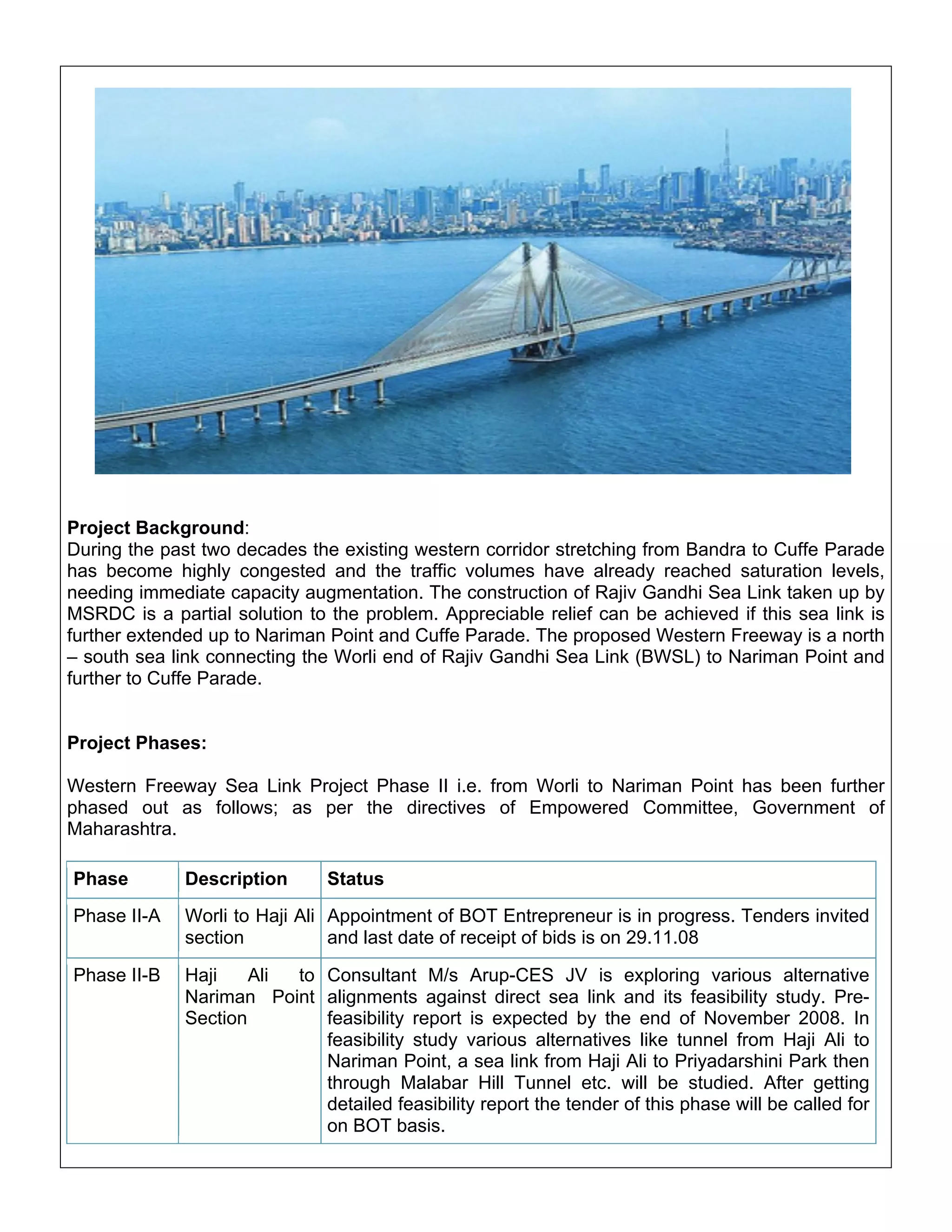 Mumbai Western Freeway Sealink Project | PDF