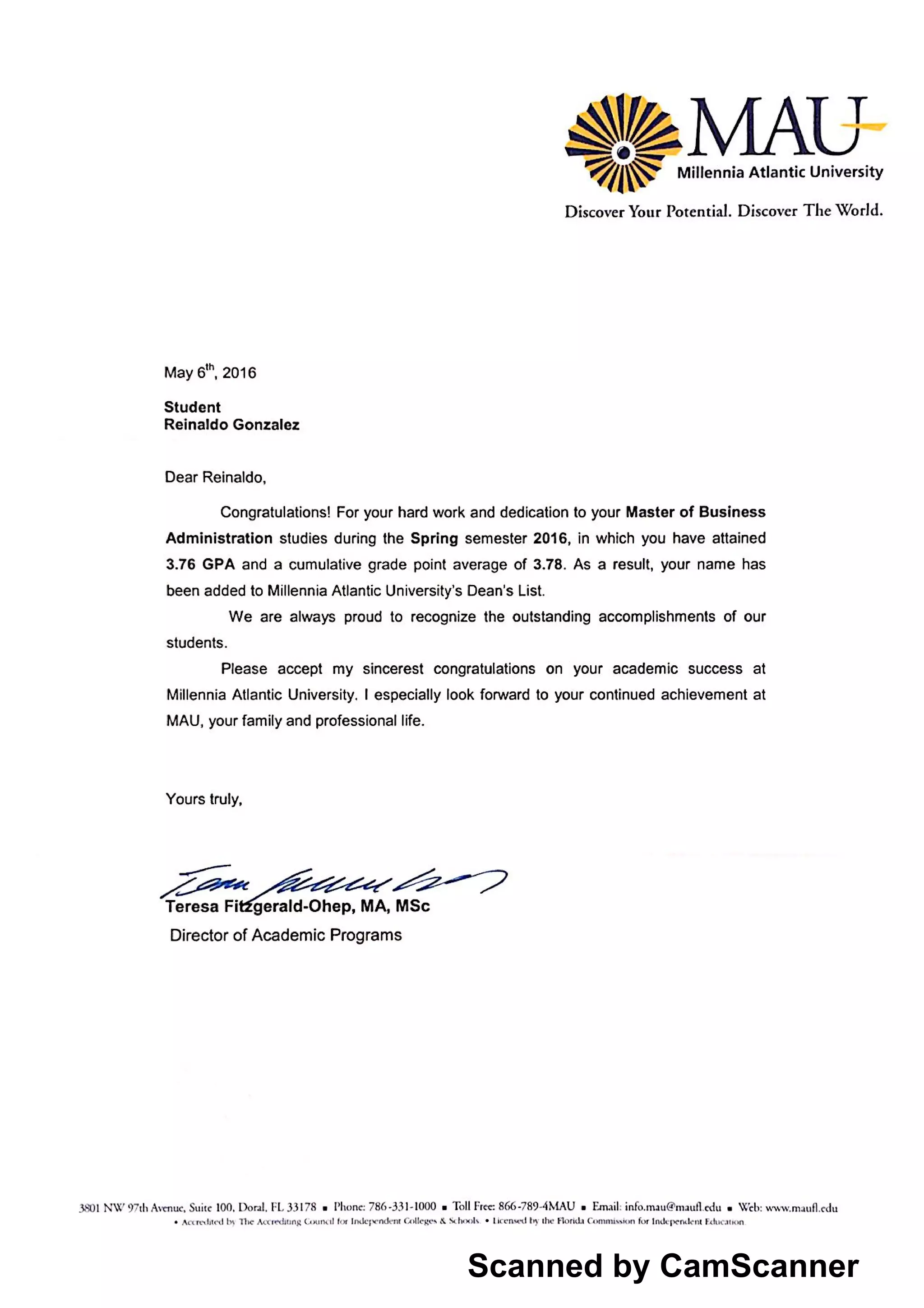 MAU Dean's List. GPA Spring 2016 | PDF