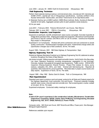 ResumeSteve (9) | DOCX | Civil Engineering Industry | Industries