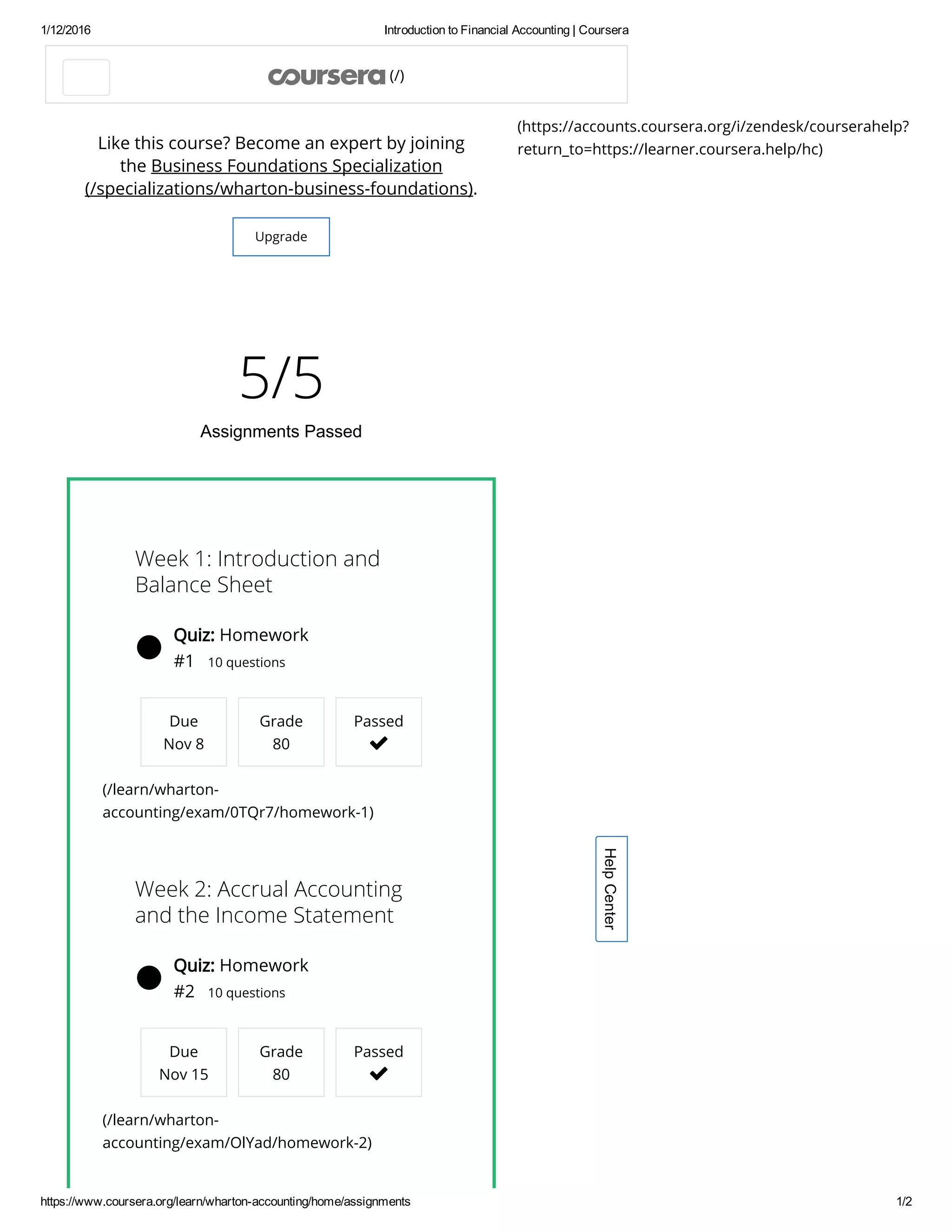 Debadip Introduction to Financial Accounting _ Grade Shee Coursera | PDF