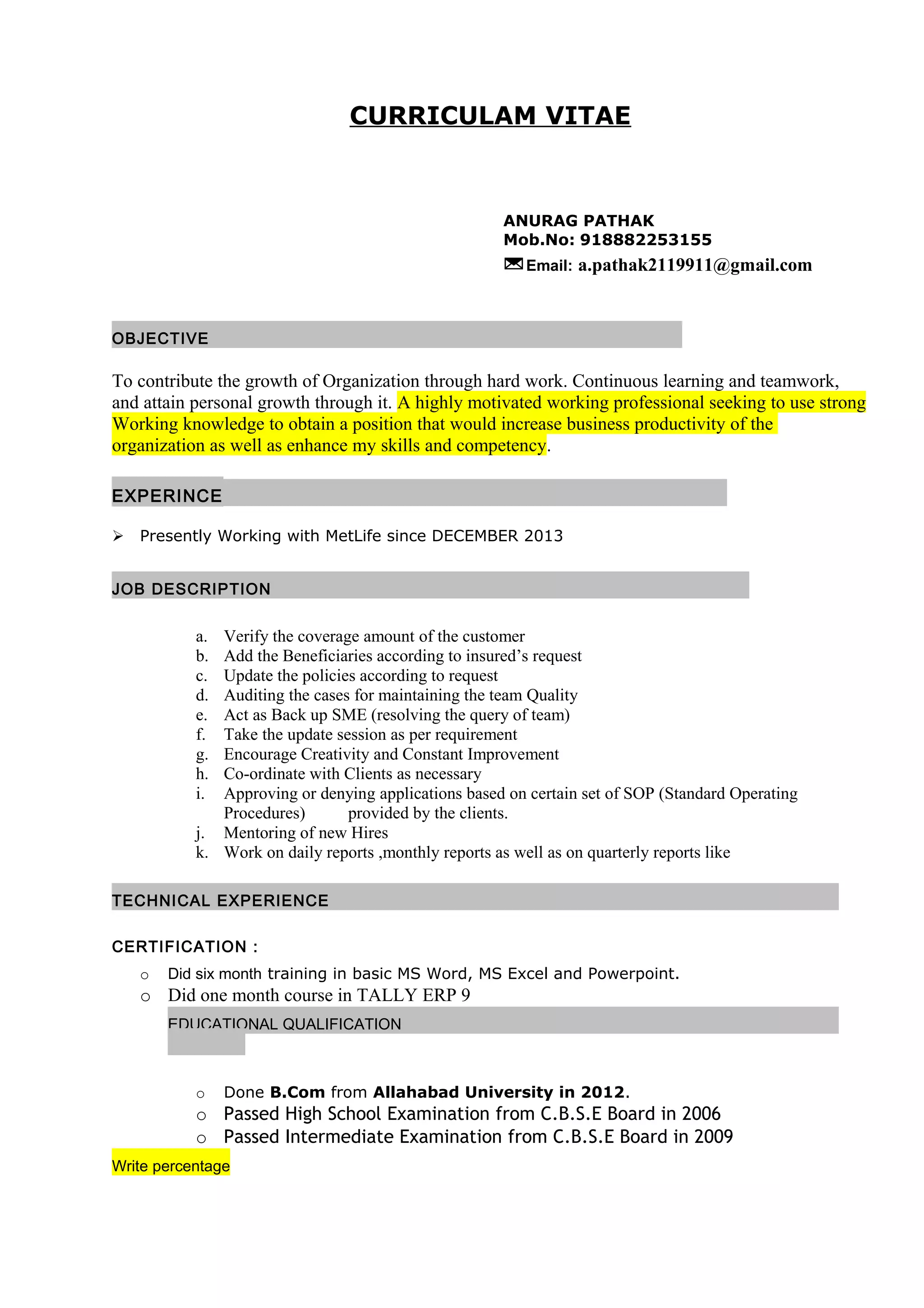 Anurag resume | PDF