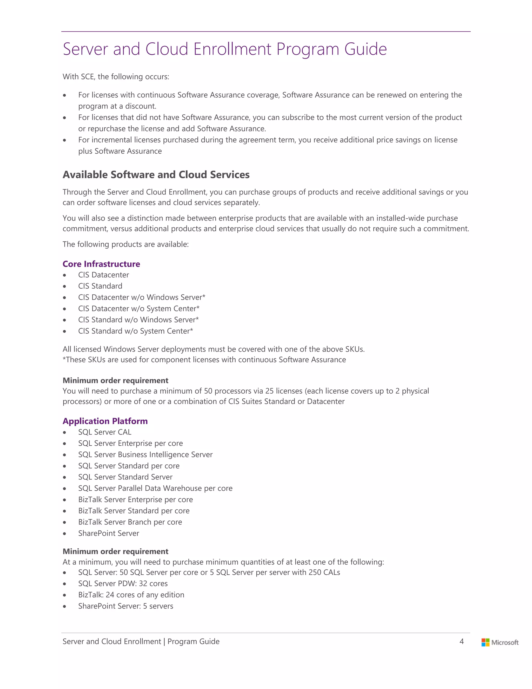 Microsoft Server and Cloud Enrollment - Program Guide | PDF