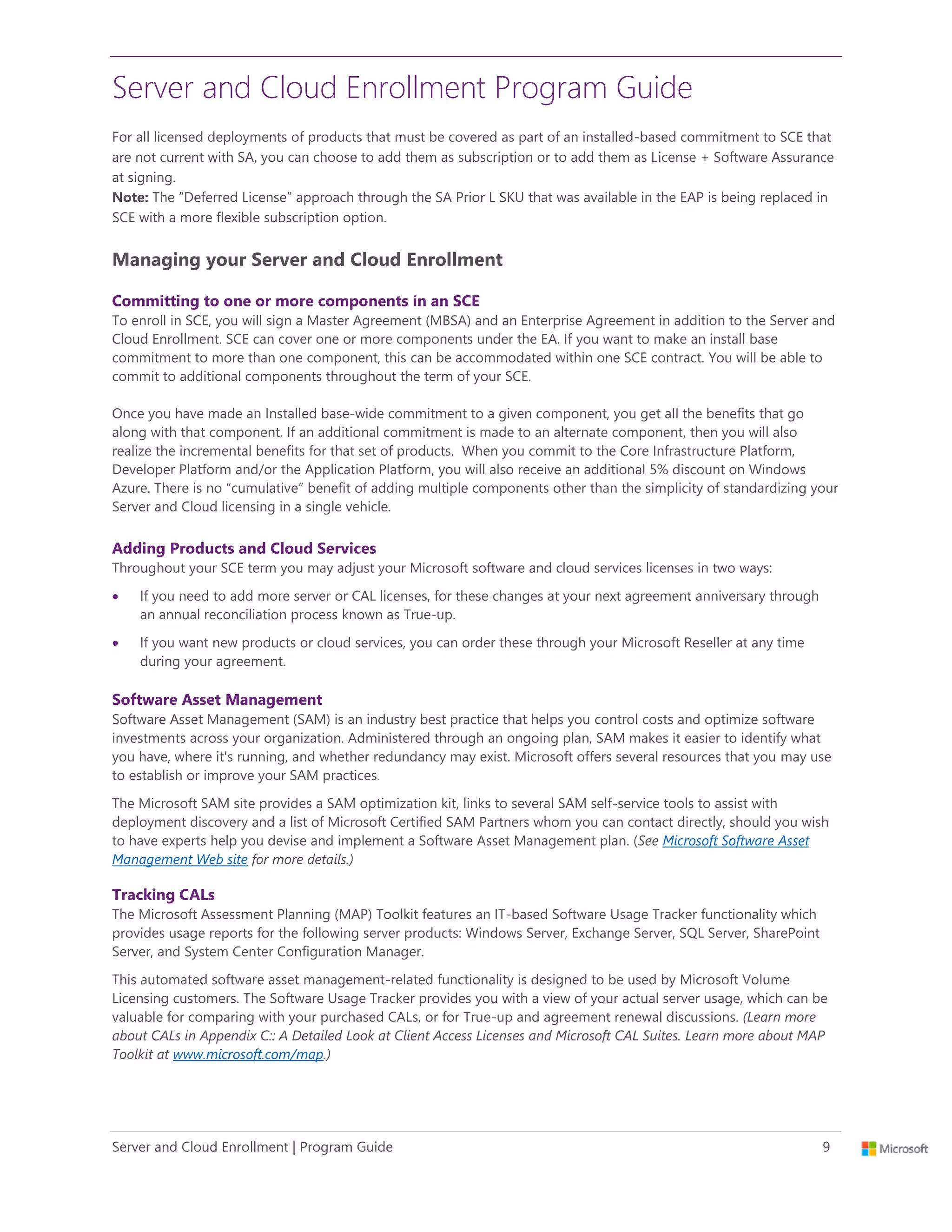 Microsoft Server and Cloud Enrollment - Program Guide | PDF