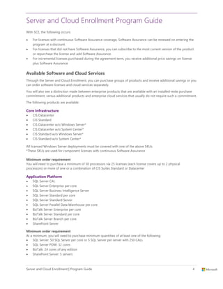 Microsoft Server and Cloud Enrollment - Program Guide | PDF