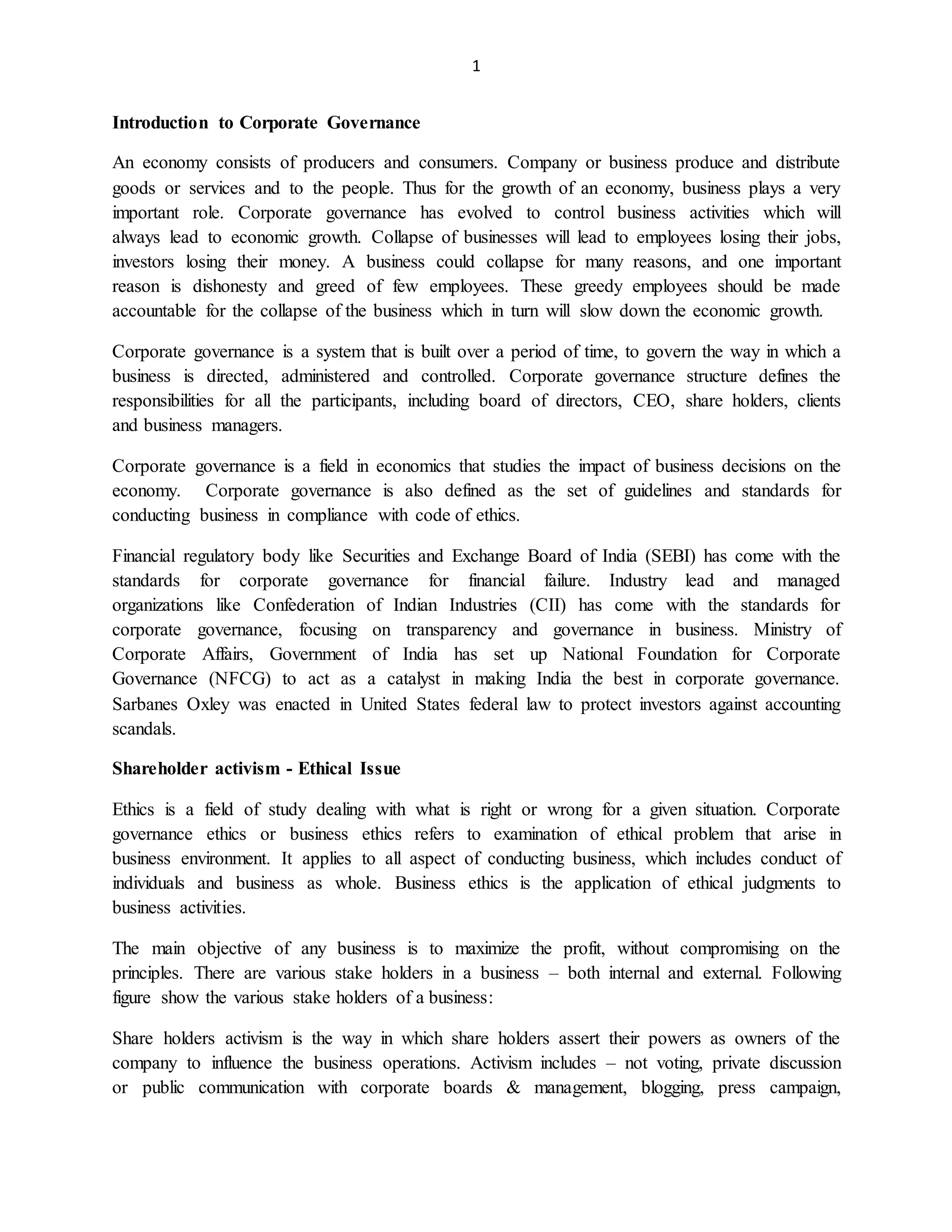 Ethical Issues in Corporate Governance | PDF