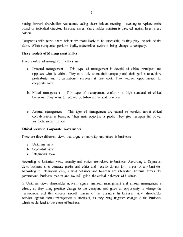 Ethical Issues in Corporate Governance | PDF | Business | Business and ...