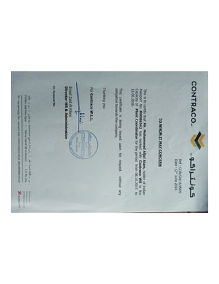 CONTRACO EXPERIENCE CERTIFICATE | PDF