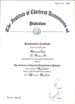 Chartered Accountancy Certificates | PDF