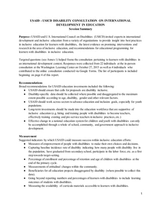 Session Summary USAID-USICD Disability Consultation | PDF