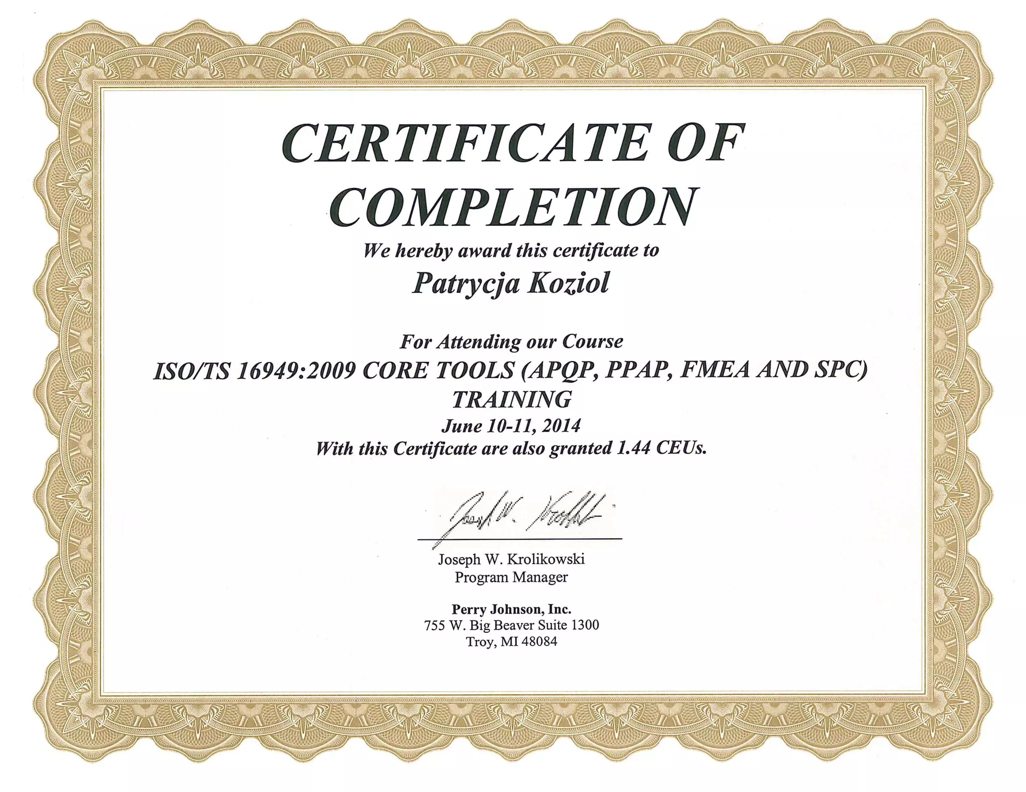 core tools cert | PDF