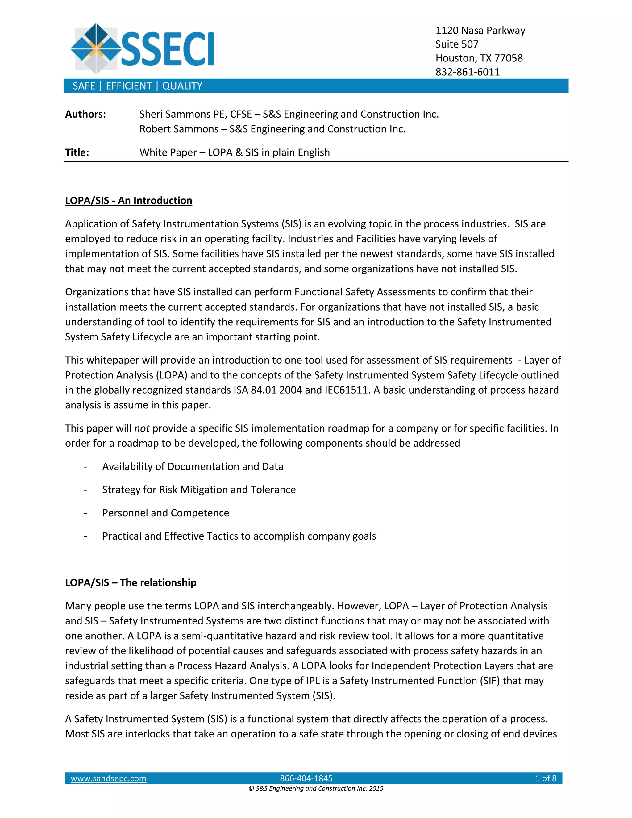 LOPA_SIS - in plain English | PDF