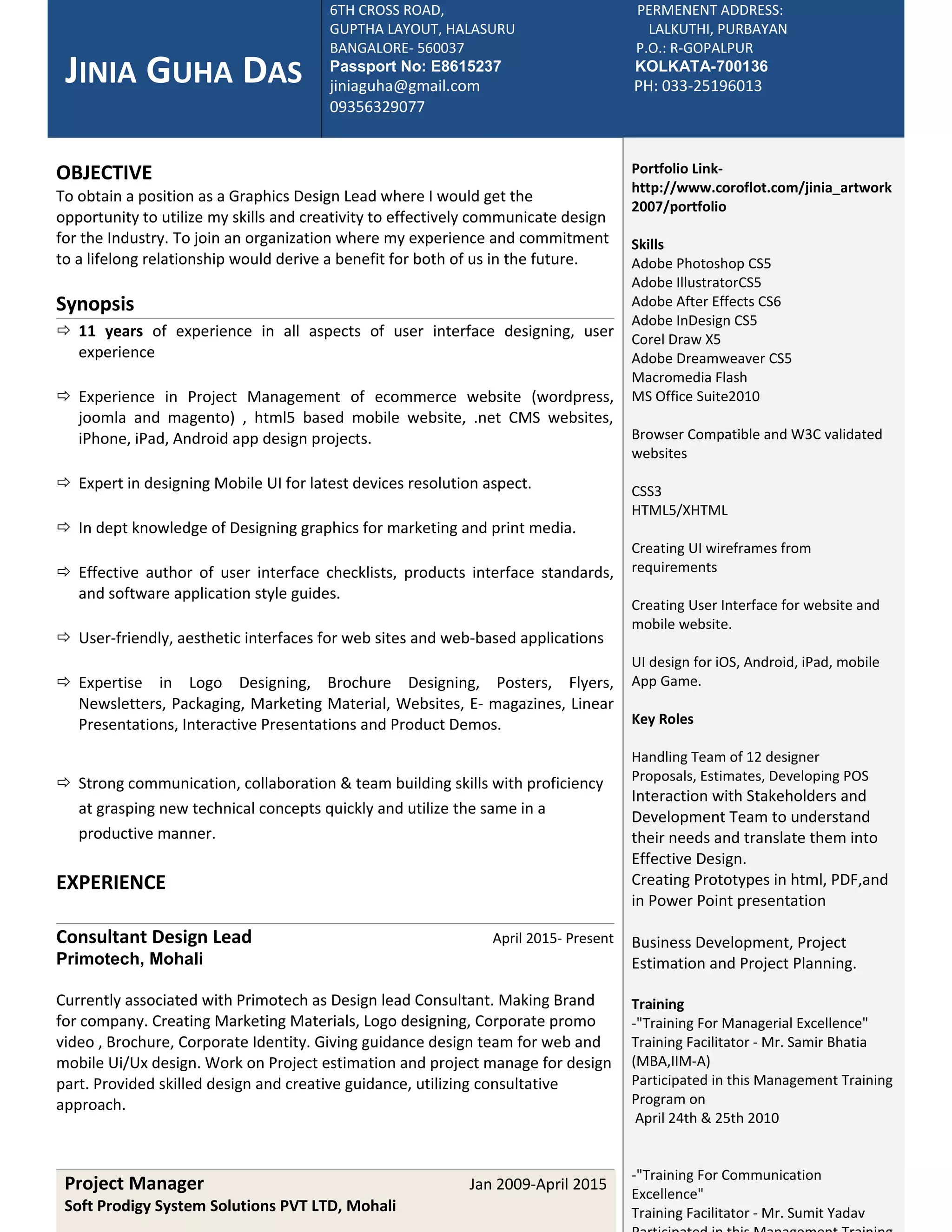 Resume of Jinia Guha Das_Design Lead_11 yrs Exp | DOC