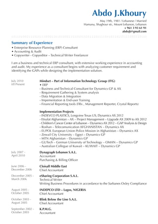 CV Abdo Khoury | PDF