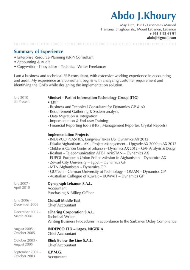 CV Abdo Khoury | PDF