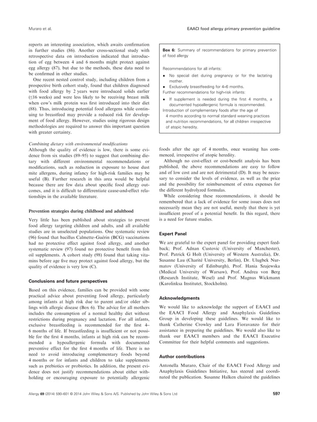 Eaaci food allergy and anaphylaxis guidelines. primary | PDF