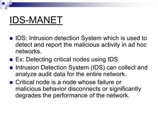 Intrusion detection in MANETS | PPT