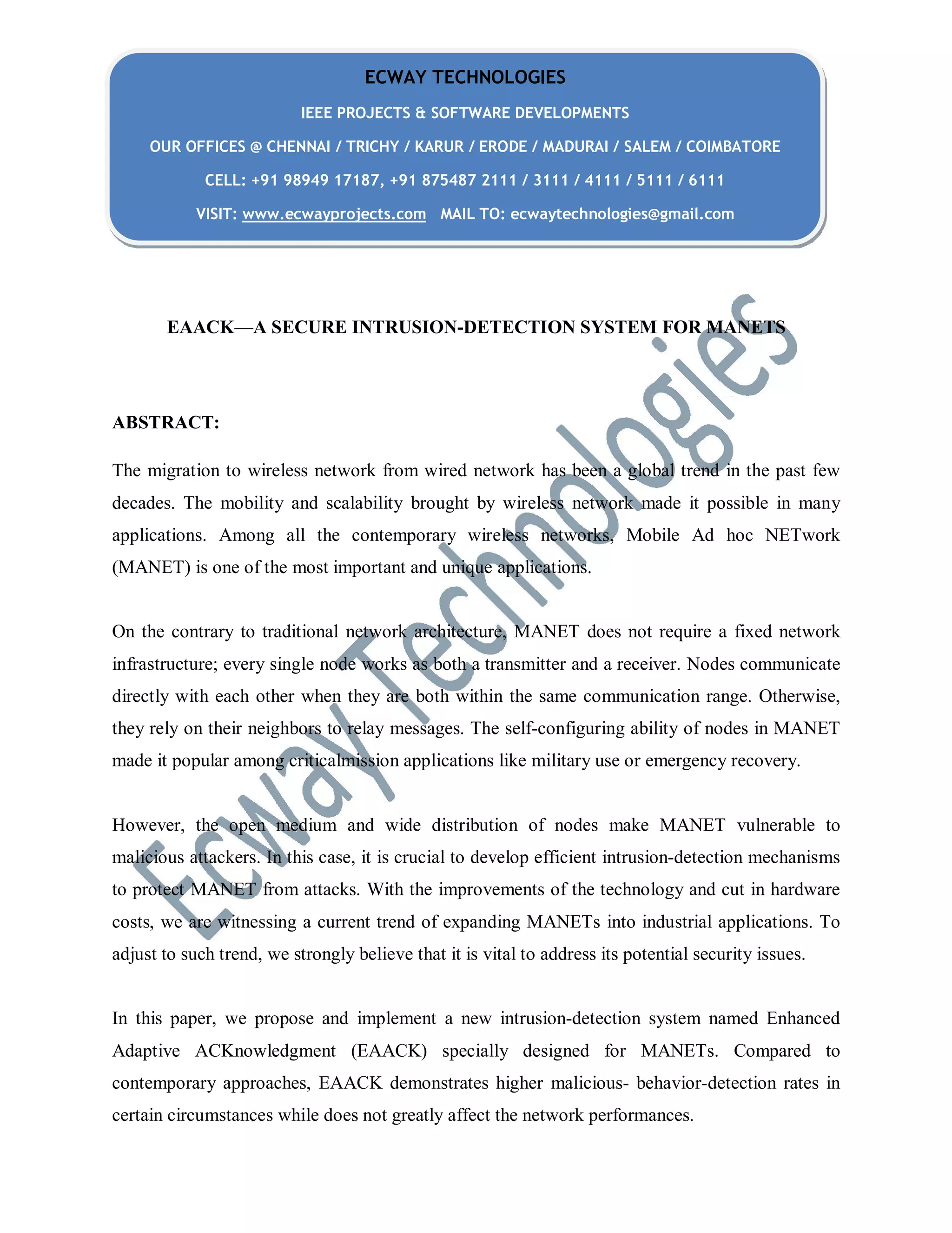 Eaack—a Secure Intrusion Detection System For Mane Ts Pdf