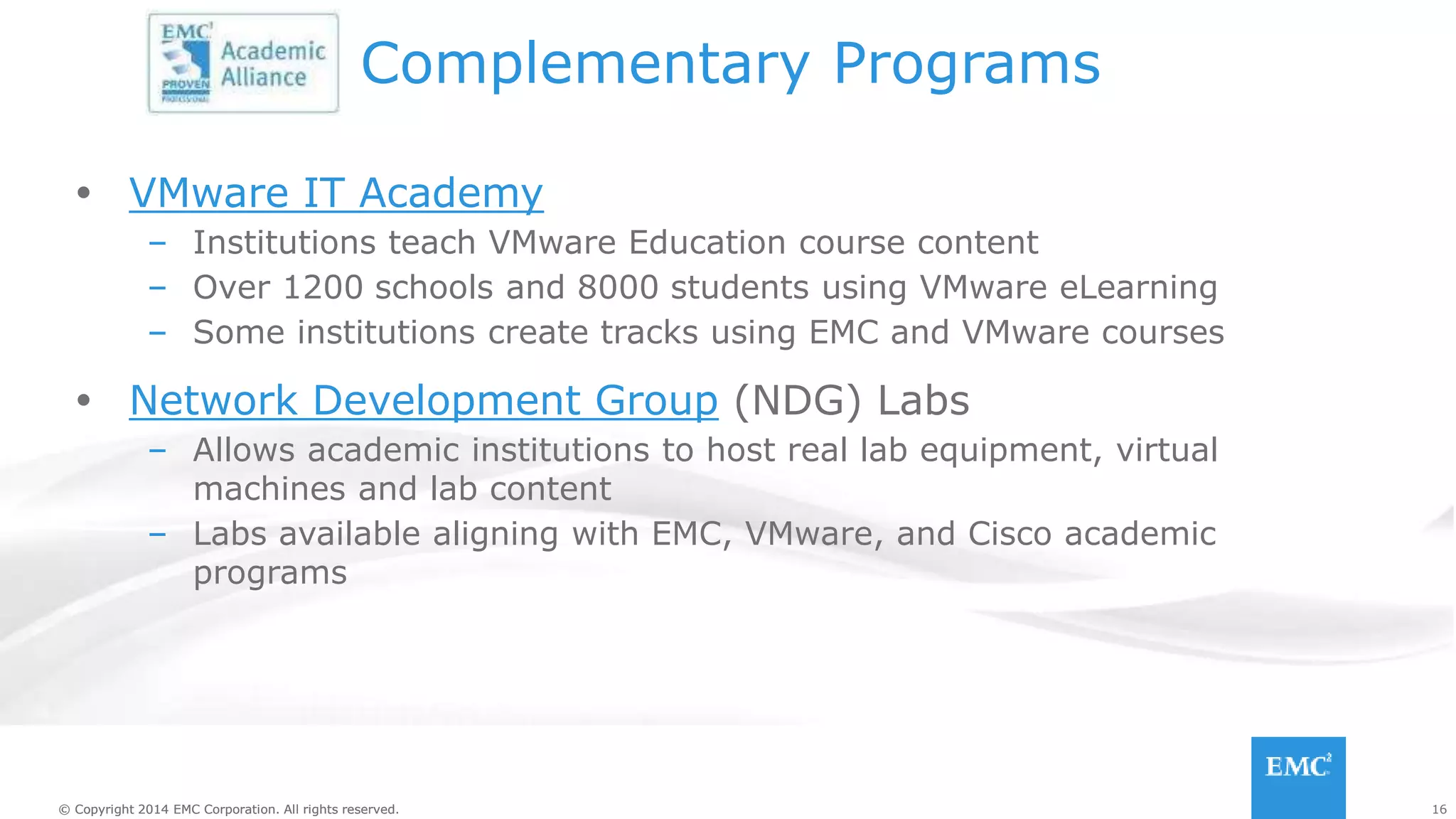 EMC Academic Alliance overview | PPTX