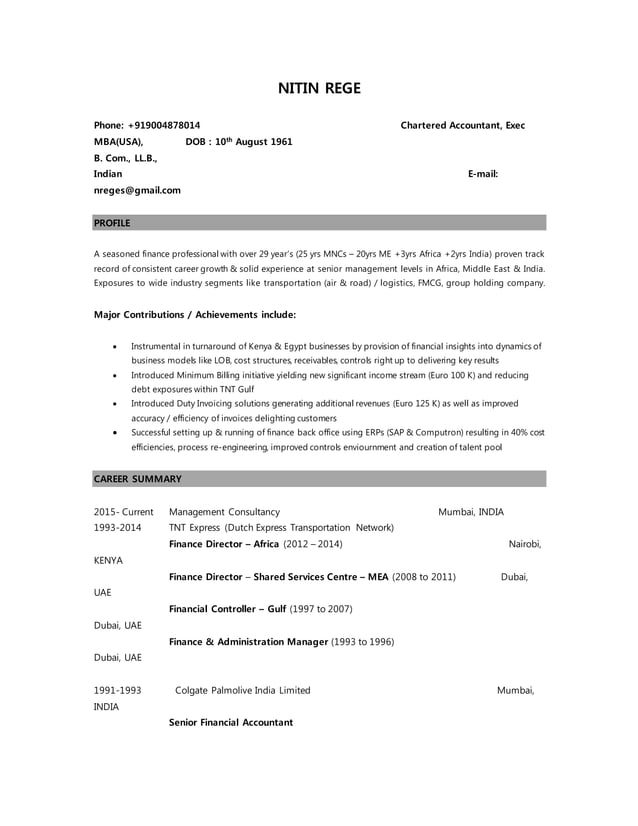 NITIN REGE RESUME - 2016 | DOCX
