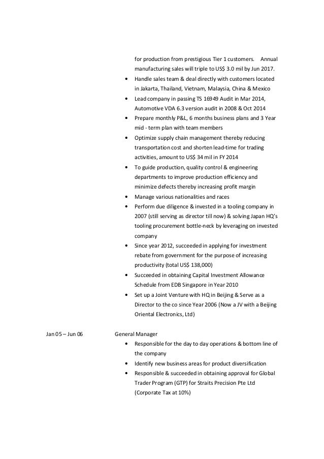 Resume of Sean Yee Chee Hong (12 Feb 2015) English