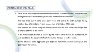 ESTIMATE THE CONSTRUCTION PROCEDURE OF WATER-BOUND MACADAM ROAD | PPTX