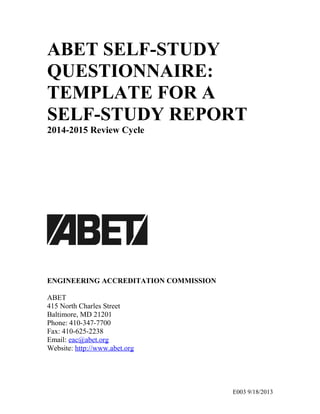 Eac self-study-questionnaire-2014-2015 | PDF