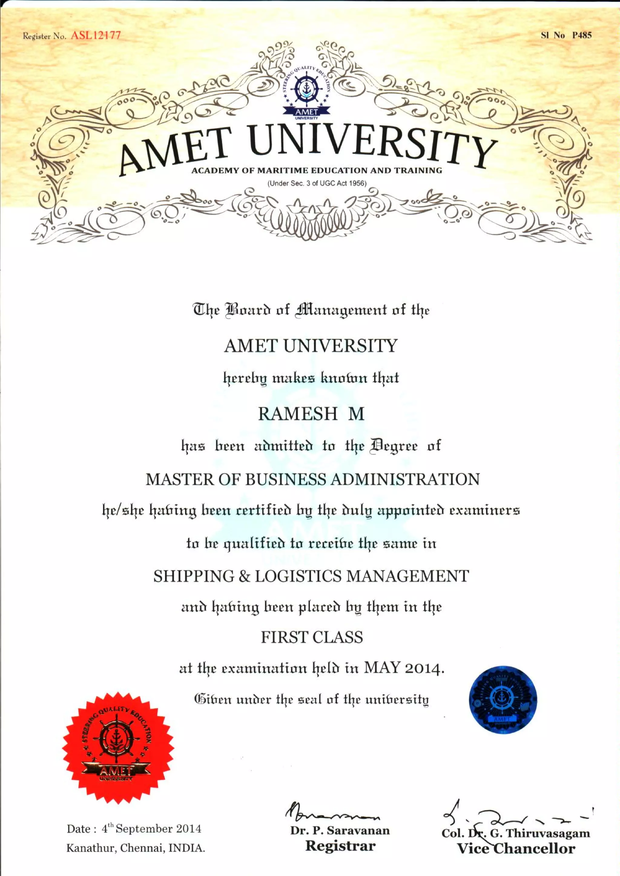 P.G.Degree Certificate | PDF