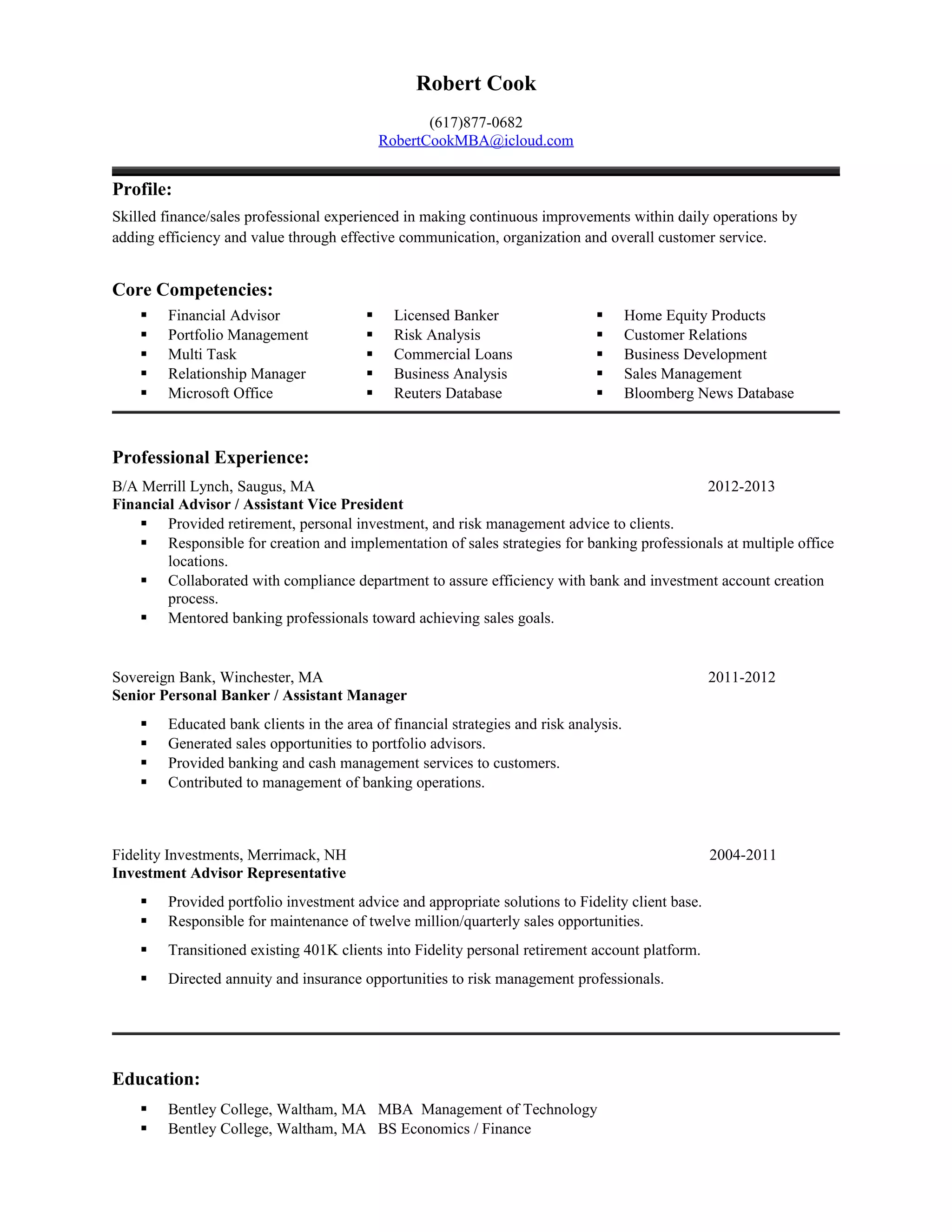 RobertCookFinanceResume | DOC