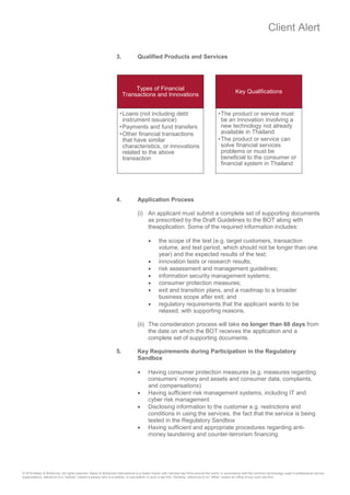 FinTech_Thailand's FinTech Regulatory Sandbox | PDF