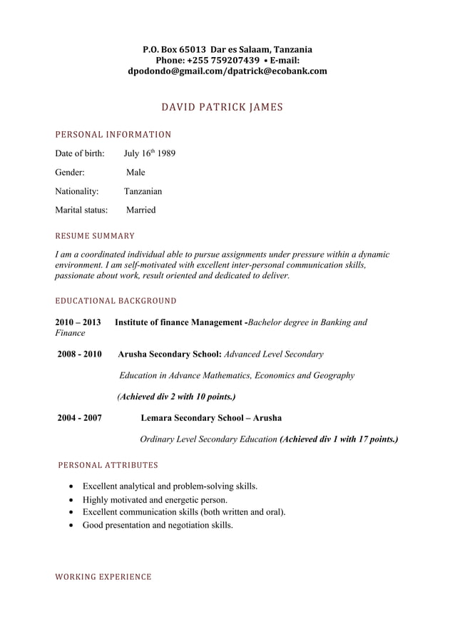 DPATRICK CV | PDF