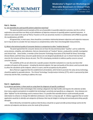 Moderator’s Report on Workshop on Wearable Biosensors in Clinical ...
