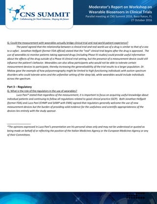 Moderator’s Report on Workshop on Wearable Biosensors in Clinical ...