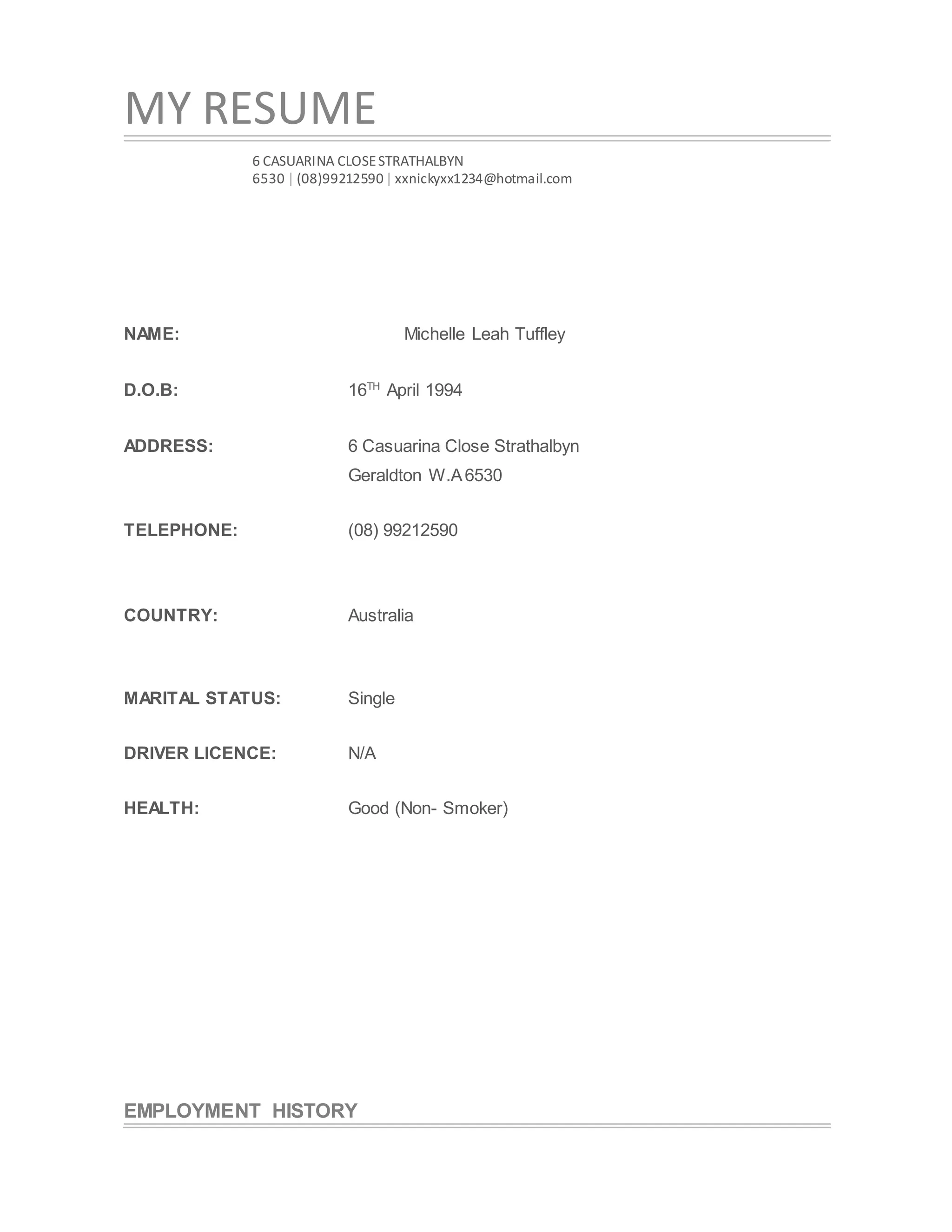 Michelle's Resume | DOCX