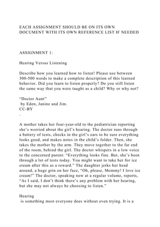 EACH ASSIGNMENT SHOULD BE ON ITS OWN DOCUMENT WITH ITS OWN REFERENCE.docx