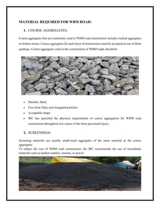 ESTIMATE THE CONSTRUCTION PROCEDURE OF WATER-BOUND MACADAM ROAD | PDF