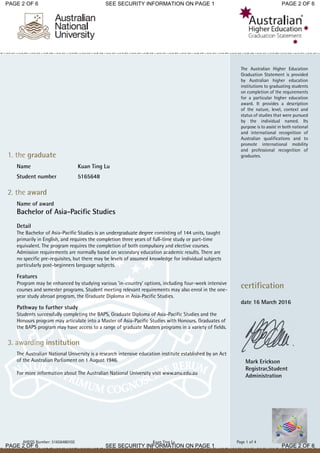 Graduation Certificate ANU | PDF