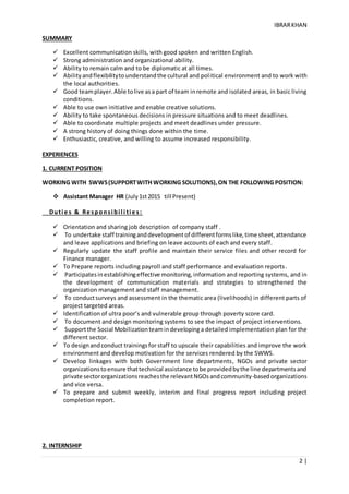 Ibrar Khan _CV-2nd draft %281%29 | DOCX | Human Resources | Business