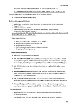 Ibrar Khan _CV-2nd draft %281%29 | DOCX | Human Resources | Business