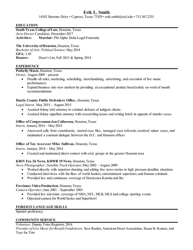 Erik Smith Academic Resume | PDF