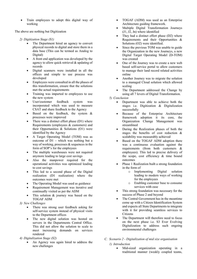Enterprise Architecture & Digitalization - pragmatic stage wise approach | PDF