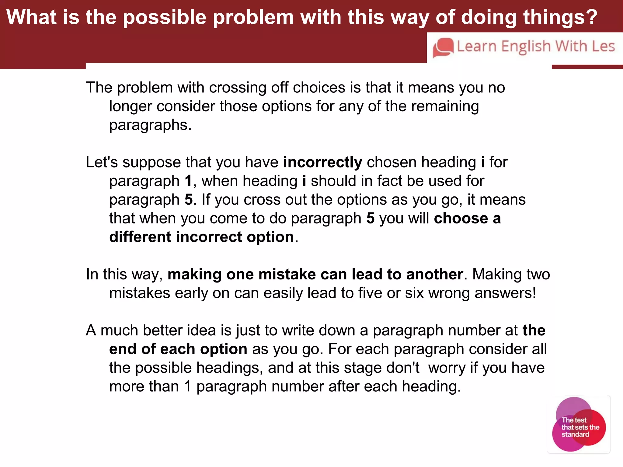 Reading lesson 4 matching paragraph headings 2 | PPT