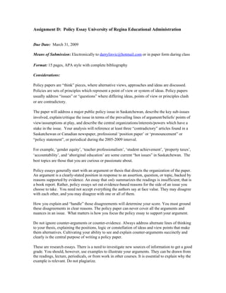 Eadm Assignment D | DOC