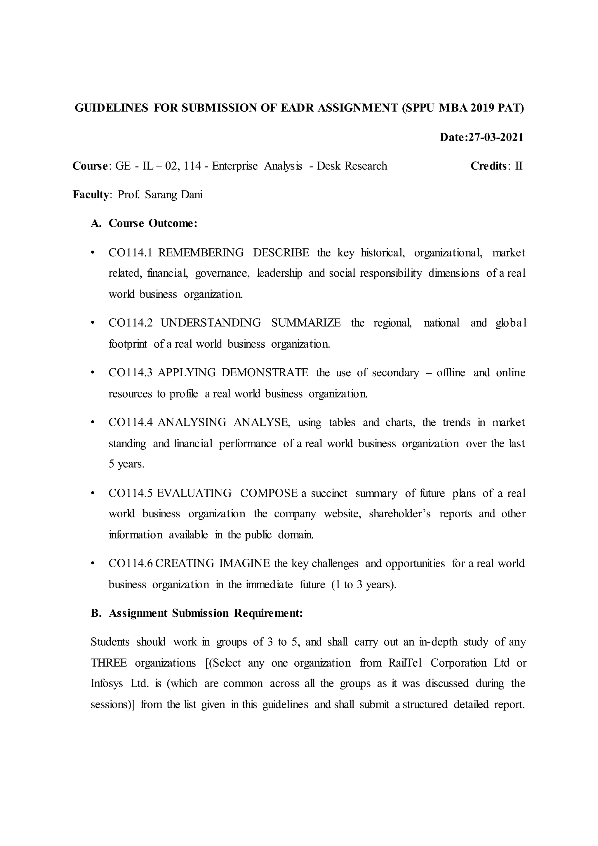 EADR Assignment Guidelines | PDF